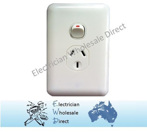 Vertical Wafer Single Power Point Outlet Switch GPO White Slimline ...