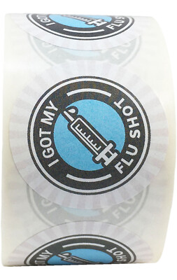 I Got My Flu Shot Circle Stickers, 1.5 Inches Round, 500 Labels on a ...