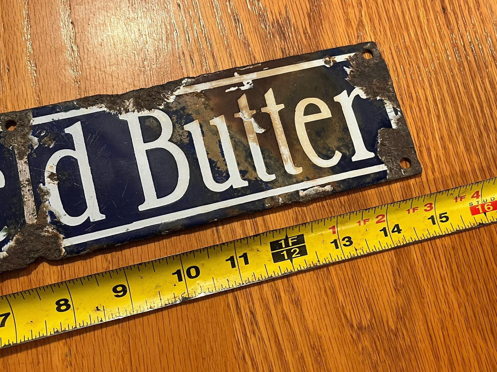 Brookfield Butter Original Porcelain Sign Blue White Kitchen Food ...