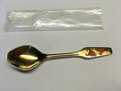 Vintage 1969 Meka Denmark Spoon 4-1/4” Gold Finish with Red Bells | eBay