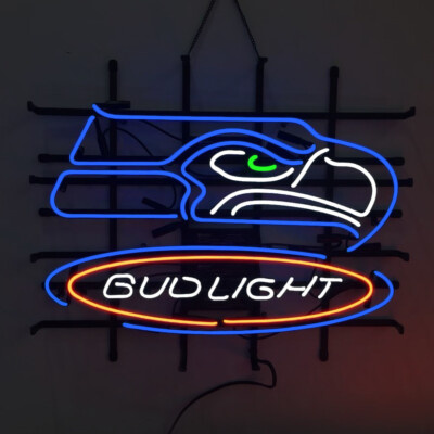 B ud Light Seattle Seahawks Neon Sign 24"x20" Bar Man Cave Wall Decor ...