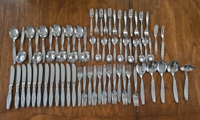 67pc Solingen Rostfrei Stainless Nicrosil Flatware Germany Swirl Forks ...