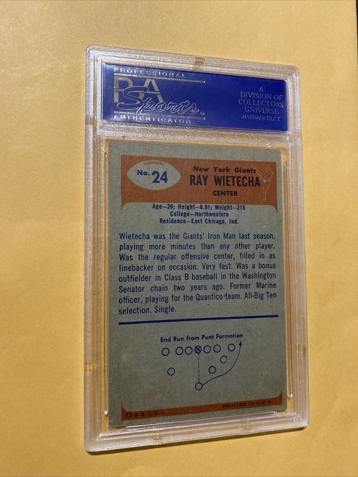 1955 Bowman Football #24 Ray Wietecha PSA 6 EX-MT New York Giants | eBay