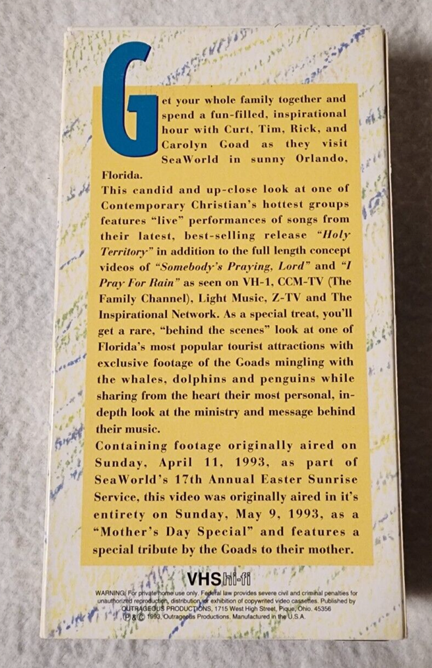 The Goads at SeaWorld 1993 Hour Long Special Christian Music VHS Video ...