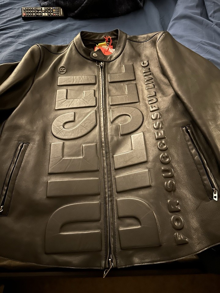 Diesel -Met-Vert Logo Embossed Zipped Jacket Black XL…52 | eBay
