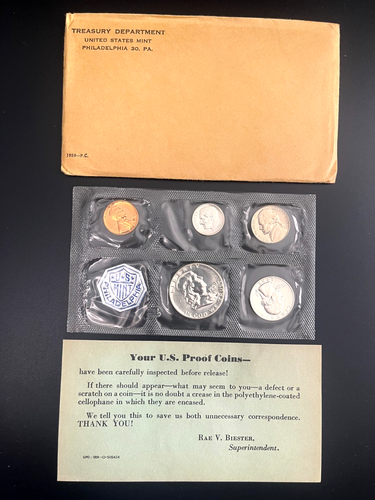 1959 Philadelphia Mint PROOF SET 90% Silver US Coin Collection OGP | eBay