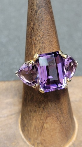 Signed STS 14k Yellow Gold & Amethyst Ring Size 6 | eBay