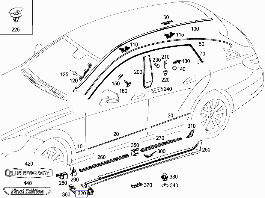 Mercedes Side Sill Rocker Cover Trim Clip Clamp Bracket A0009917298 New ...