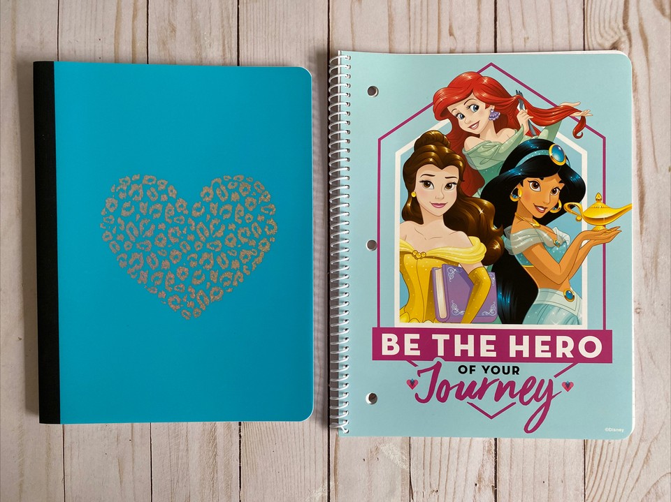 Back To School Disney Princess Bundle 4 Folders + 2 Crayons + Spiral ...