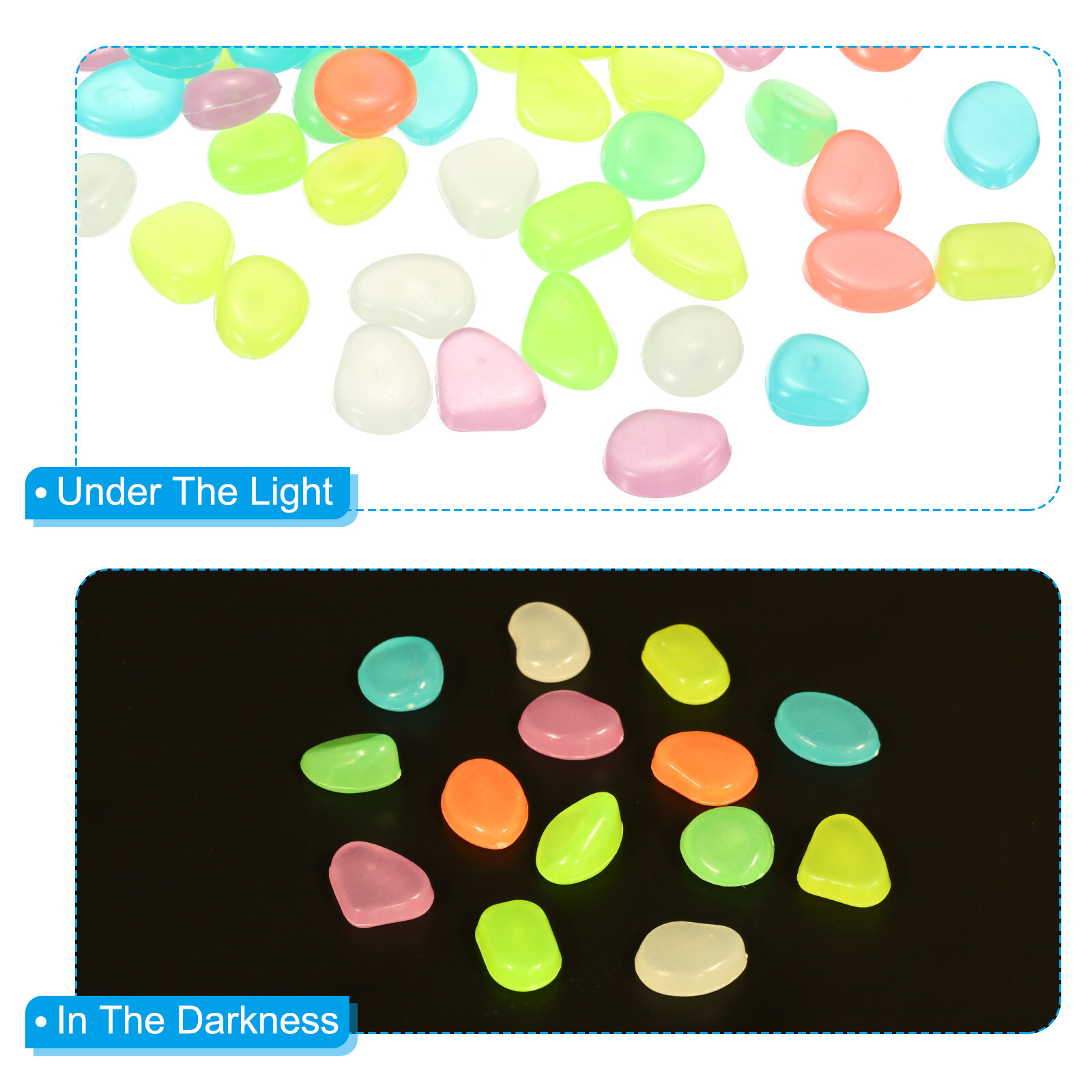 300pcs Glow Rocks 8-11mm Decoration Pebbles Luminous Stones Decor ...