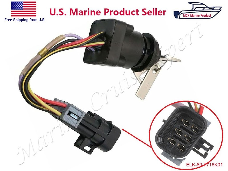 Mercury Mariner Ignition Key Switch 87-897716K01 8M0059686 40 - 60 200 ...