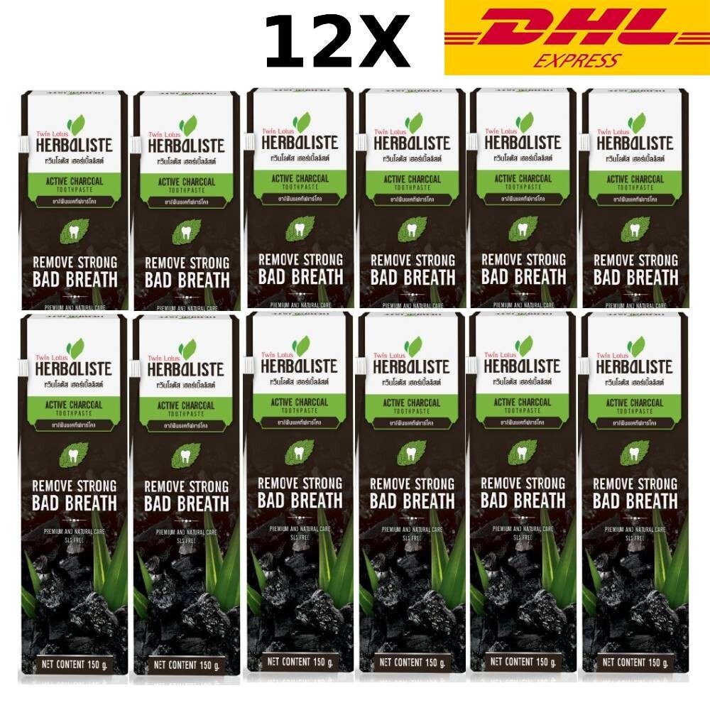 Twin Lotus Toothpaste Active Charcoal Herbaliste Triple Action Herbal ...