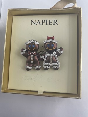NAPIER Holiday Brooch Pin Gingerbread Man & Woman, Couple, in Original ...