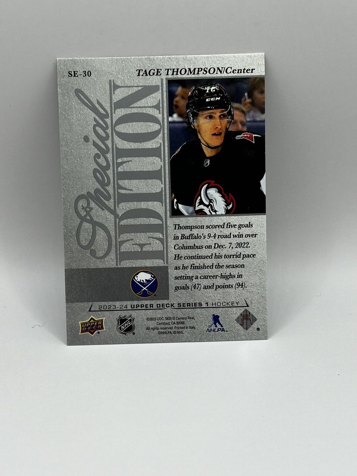 Tage Thompson 2023-24 Upper Deck Series 1 Special Edition Insert #SE-30 ...