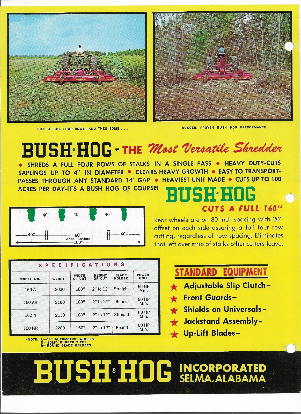 Original Bush Hog Model 160 Four Row One-Pass Shredder Sales Brochure ...