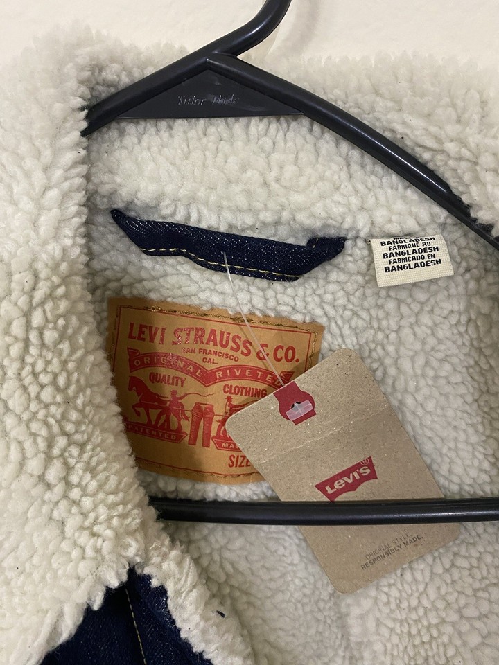 Levi's Mens Juniper Sherpa Lined Trucker Denim Jacket 163650075 Coat ...