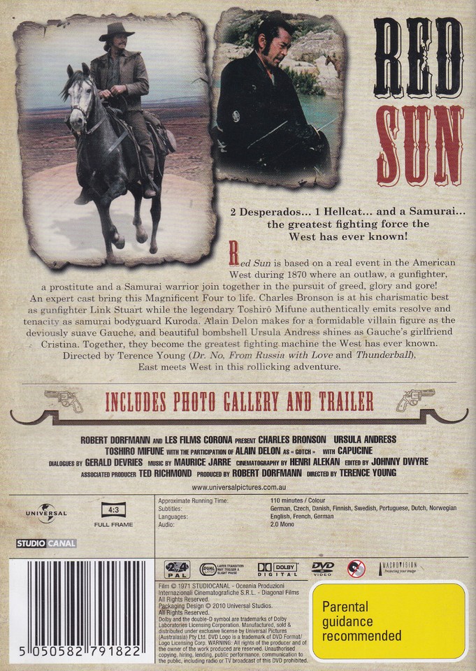 RED SUN Charles Bronson / Ursula Andress DVD R4 & 2 - PAL SirH70 | eBay UK