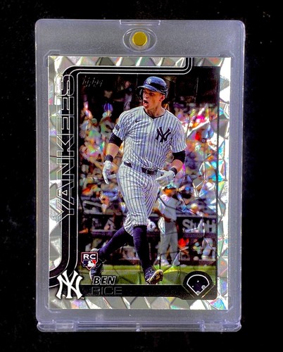 BEN RICE ROOKIE CRACKED ICE REFRACTOR RARE 2025 TOPPS SERIES 1 HOLO SP ...