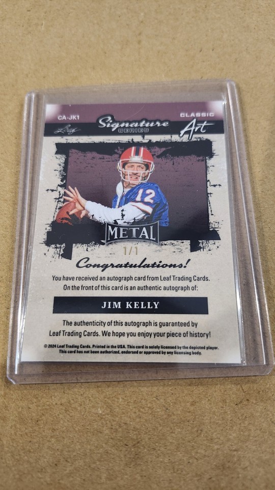 2024 Leaf Metal Art Signature Series Jim Kelly 1/1 Auto Autograph HOF ...