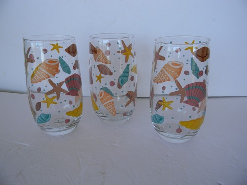 NEW TEMP-TATIONS SUMMER SHELLS SET OF 3 16 OZ GLASS DRINKING GLASSES ...