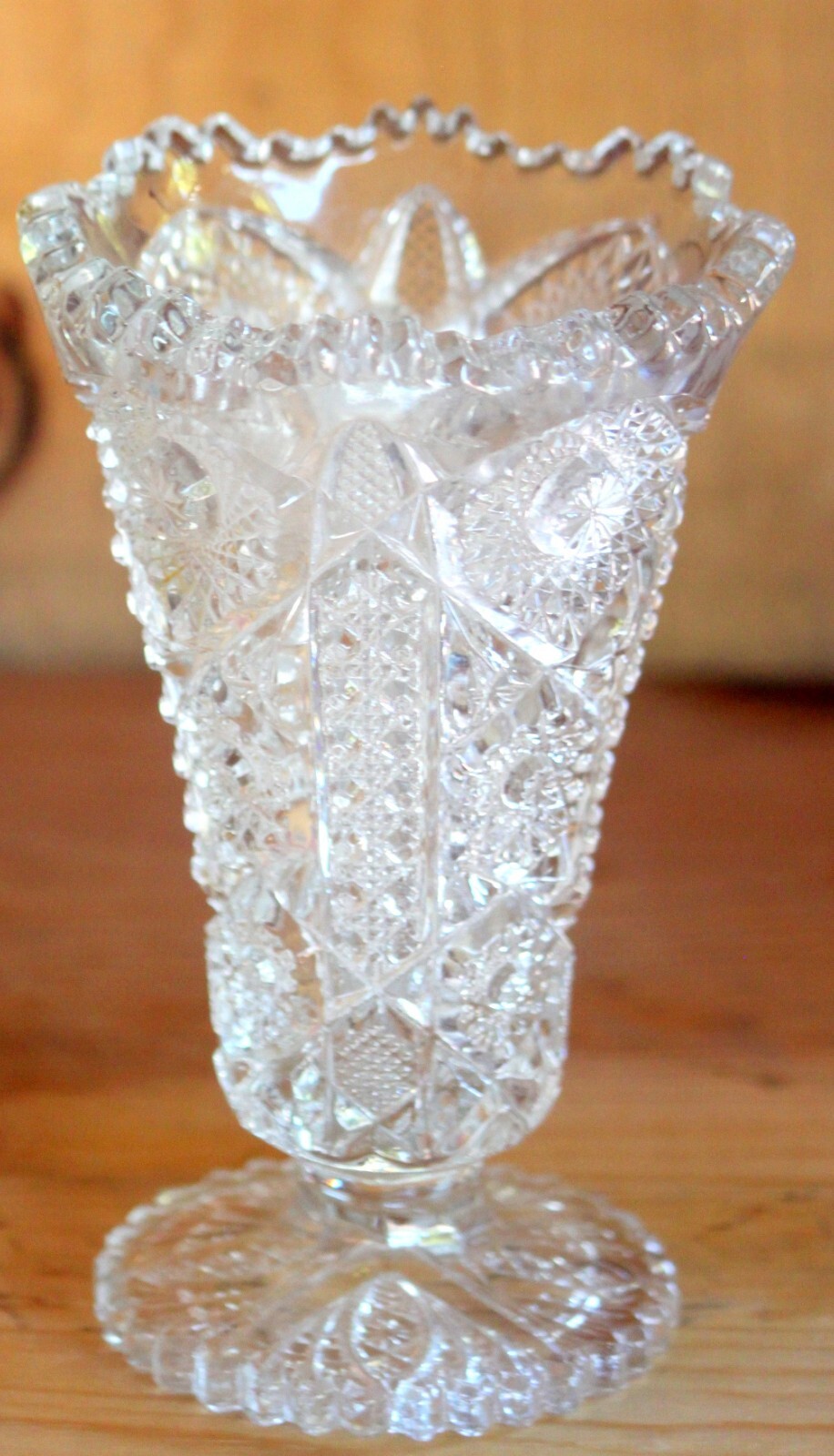 Vintage EAPG Sawtooth 6 inch Vase Star Button Pinwheel Pattern | eBay