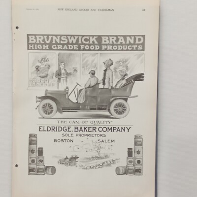 Brunswick Brand High Grade Food Products 1909 Print Ad Eldridge Baker ...