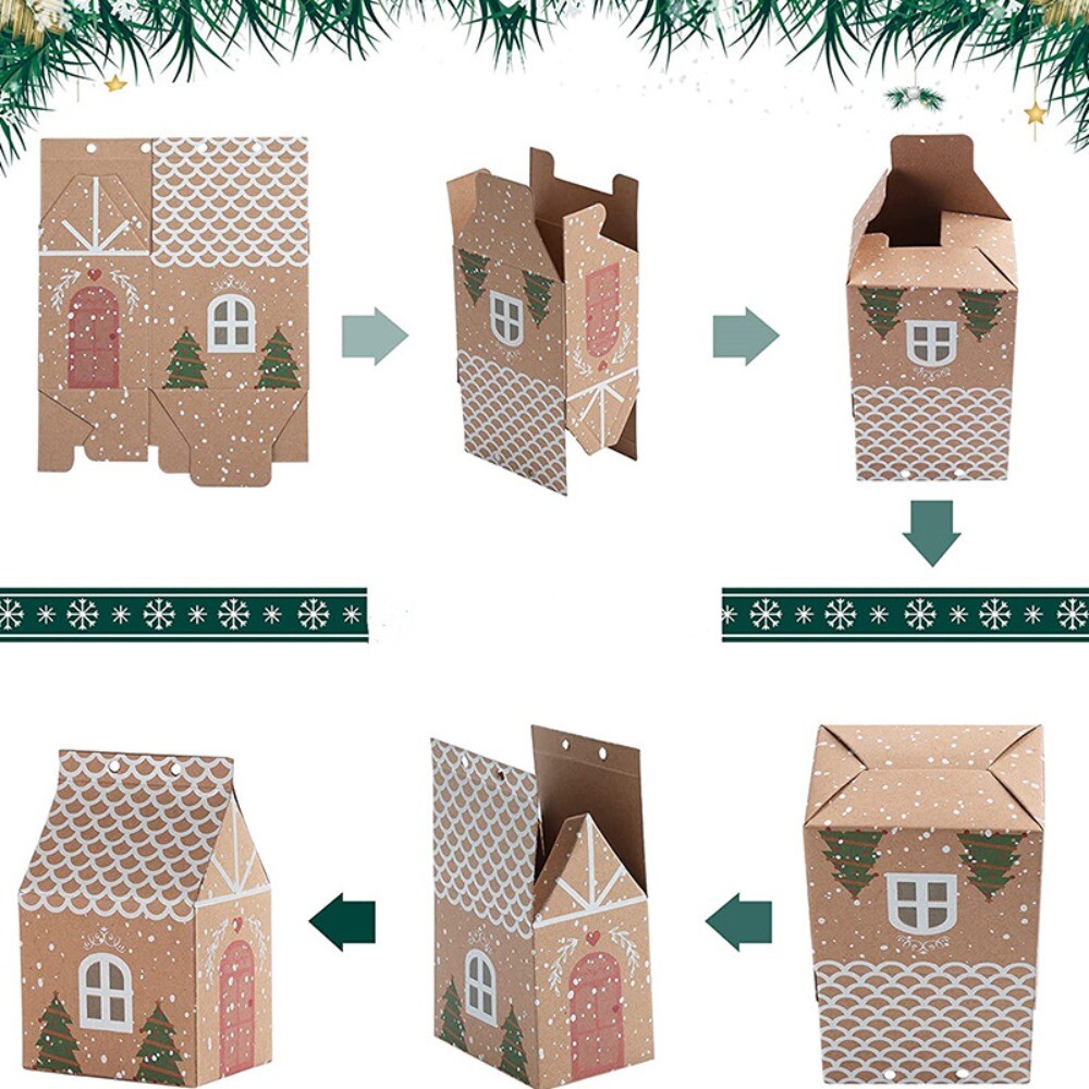 20Pcs House Shape Candy Boxes Bags Cookie Food Packaging Christmas Eve ...
