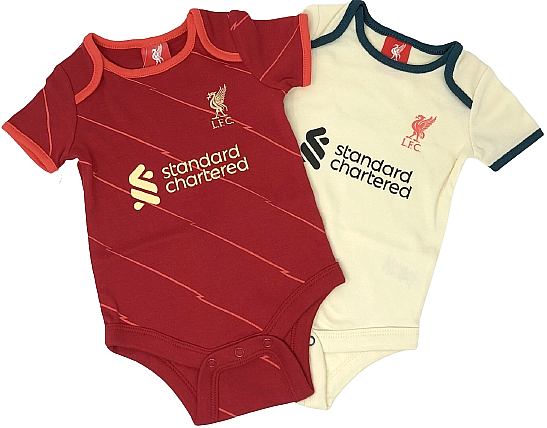 LIVERPOOL FC BABIES FOOTBALL KIT BODY PRAM SUIT BABY GROW VEST x 2 LFC ...