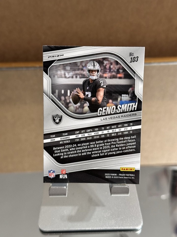 2025 Prizm Football Geno Smith #103 Lazer Prizm Raiders | eBay