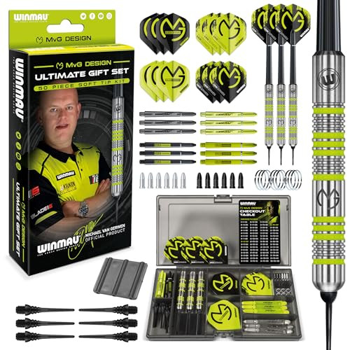 Michael Van Gerwen MvG Gift Sets - 50 Piece Darts Set with 4 Sets of ...
