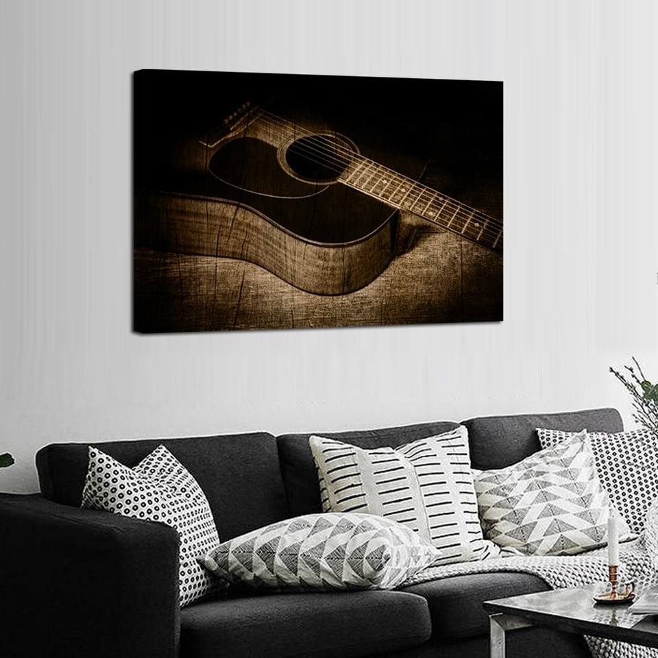 - Acoustic Guitar Canvas Prints Musical Instrument Wall Art Vintage ...
