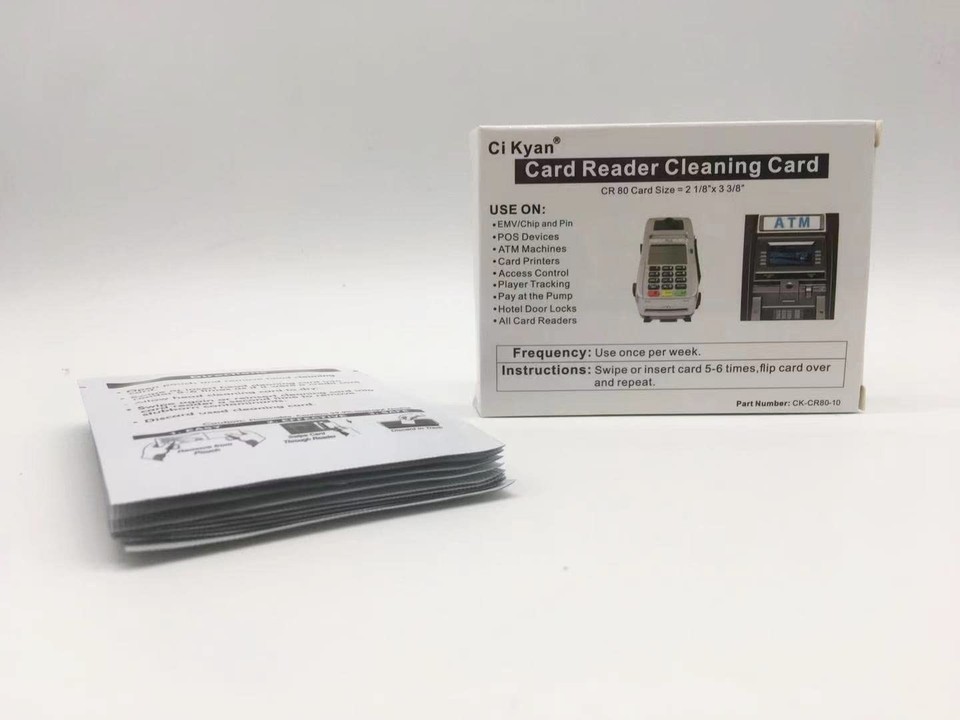 CR80 Cleaning Cards, Dual Side Presaturated Card Reader Cleaner, POS ...