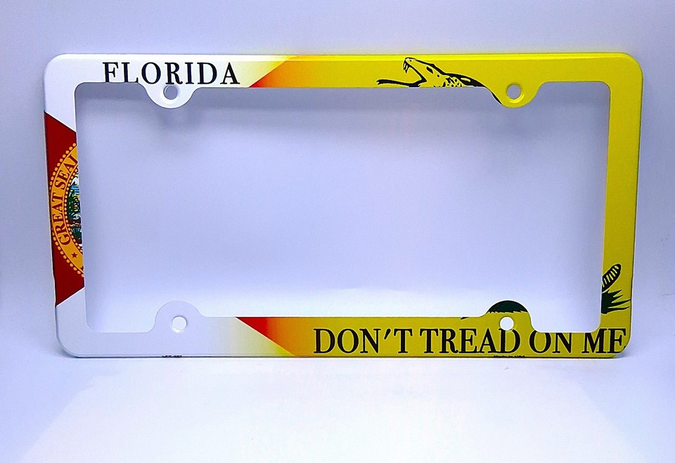 FLORIDA FLAG GADSDEN FLAG METAL LICENSE PLATE FRAME FOR CARS. DON'T ...