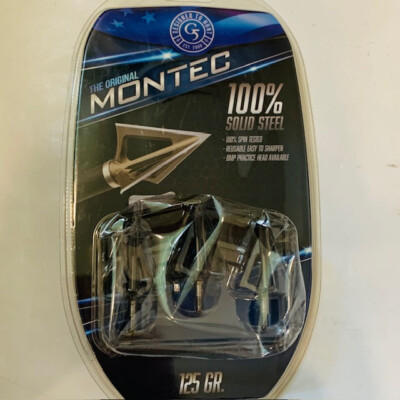 G5 Outdoors Montec 125 Grain 100% Steel Fixed 3 Blade Broadheads (3 ...