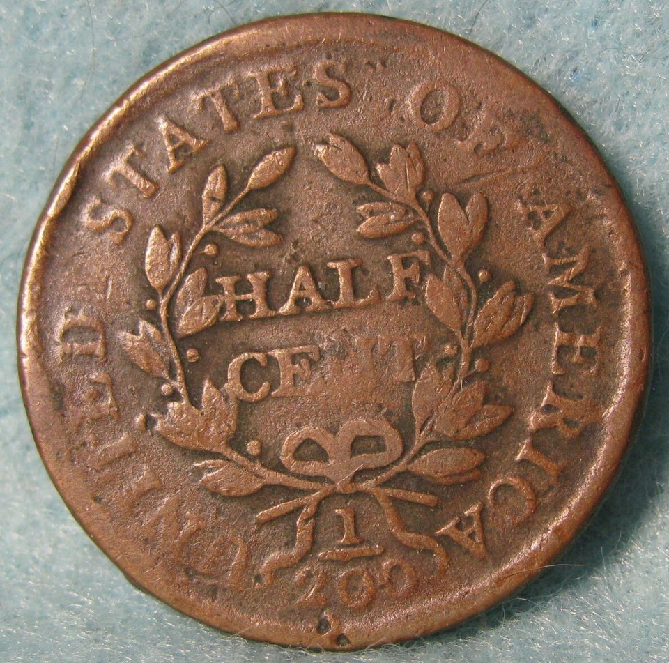 1804 Draped Bust Half Cent Rotated Reverse Better Grade Details Old US ...