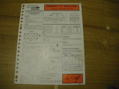 FICHE TECHNIQUE RENAULT SUPER 5 GTS - TSE | eBay