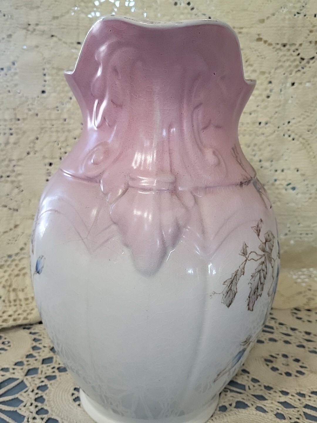 Warwick Antique Early 19th Centur Pitcher Blue Floral With Pink ...