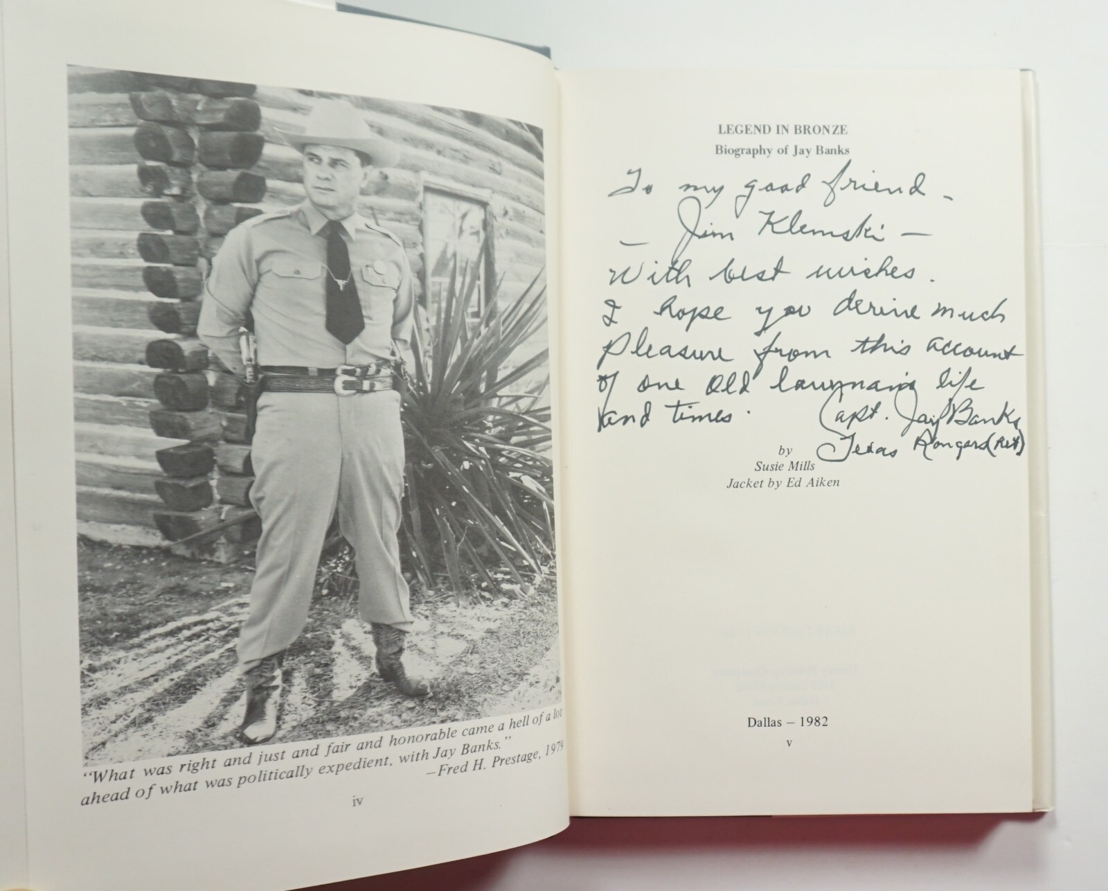 Legend in Bronze The Biography of Jay Banks - Mills SIGNED by Banks ...