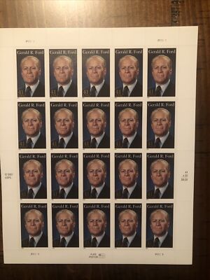 President Gerald R Ford 41 Cent USPS Stamp Sheet 20 Stamps 2007 USA 41c ...