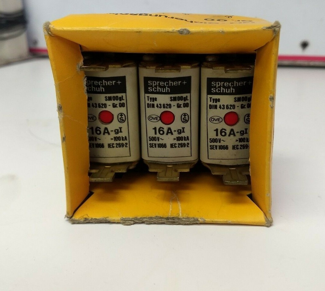 LOT OF 3 SPRECHER+SCHUH FUSES 500V 100A DIN43620 100A-GI SM00GL | eBay