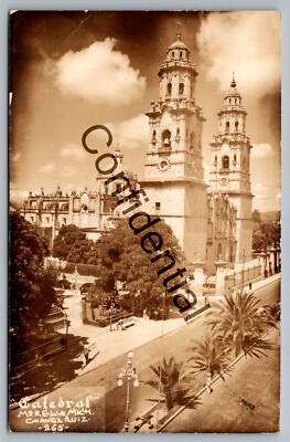 Real Photo Cathedral Morelia Mich. Chavez Ruiz Mexico RPPC Postcard ...