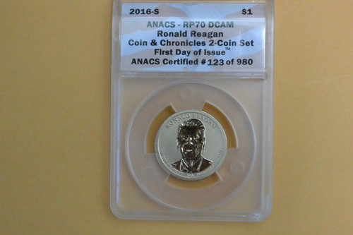 2016 S REVERSE PROOF REAGAN DOLLAR FROM COIN & CHRONICLES SET ANACS ...