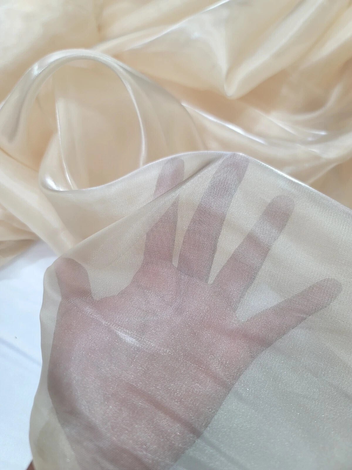 CRYSTAL ORGANZA ORGANDY Champagne Beige Fabric Sold By The Yard For ...