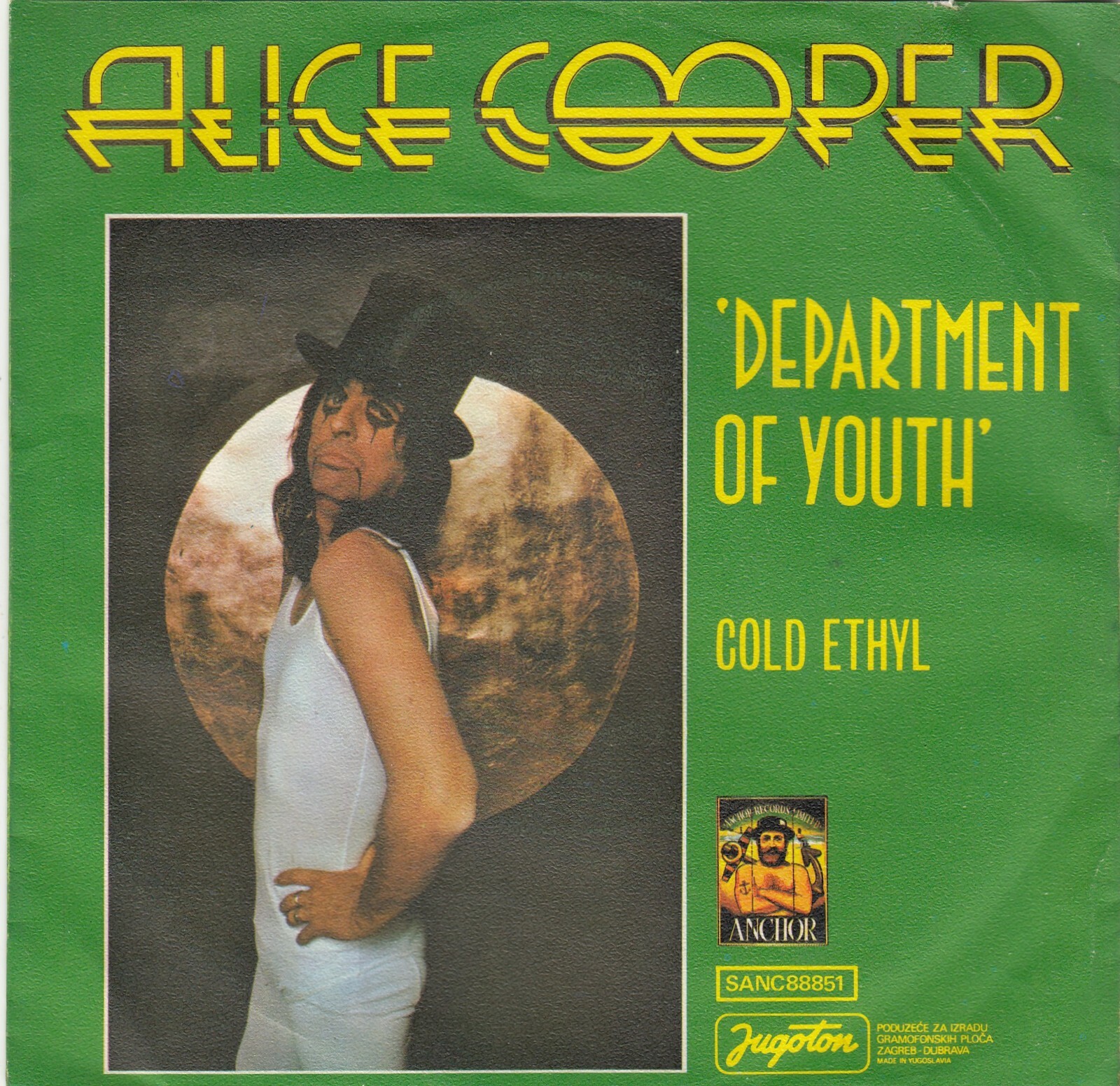 ALICE COOPER DEPARTMENT OF YOUTH / COLD ETHYL 1975 EX RECORD YUGOSLAVIA ...