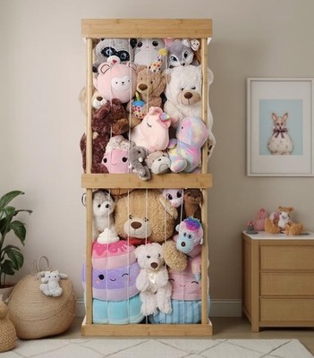 Premium 100% Bamboo Stuffed Animal Zoo Wood Container Plush Toy ...