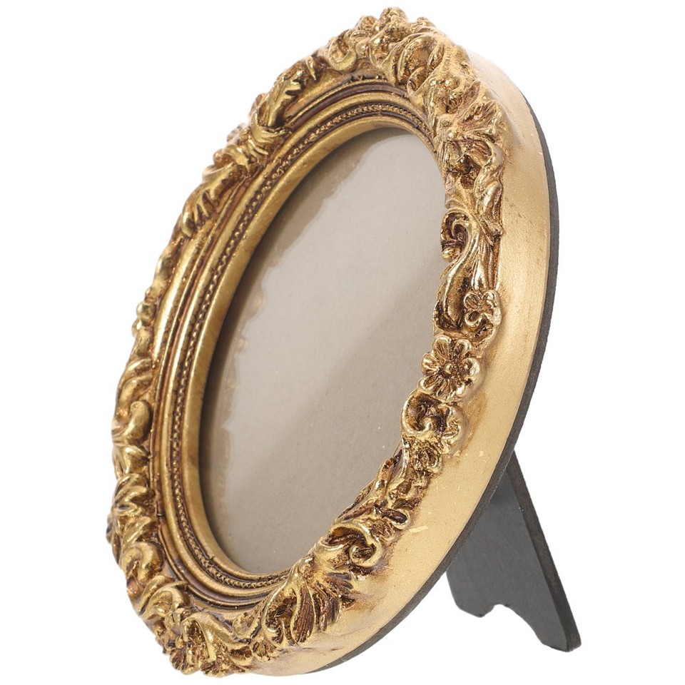 Embossed Photo Frame: 5.31" Resin Picture Frame Vintage Round Ornate ...