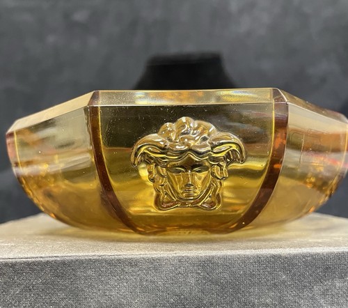 Vintage VERSACE Rosenthal Octagon Glass Candy Dish, Amber Color, Medusa ...