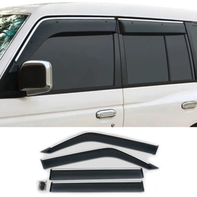 For Mitsubishi Pajero V31 V32 V33 Window Visor Deflector Black W/Chrome ...