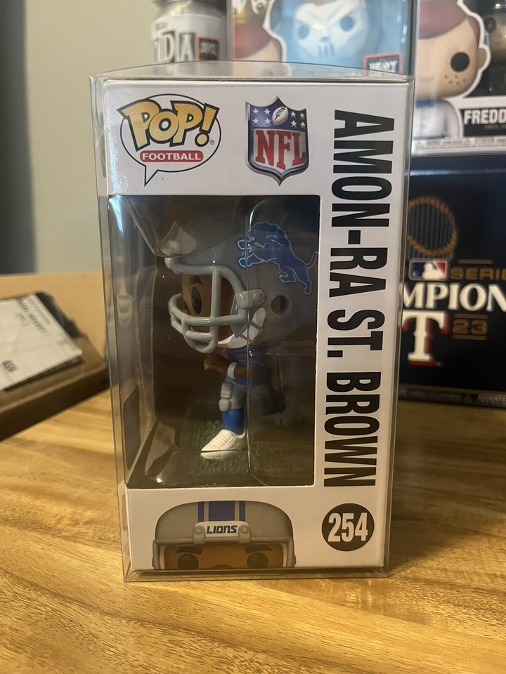 Funko Pop NFL Detroit Lions AMON-RA ST. BROWN #254 With Pop Protector ...