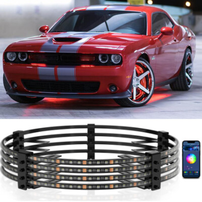 15.5'' RGBW LED Wheel Ring w/Turn Signal&Tail Light For Dodge Charger ...